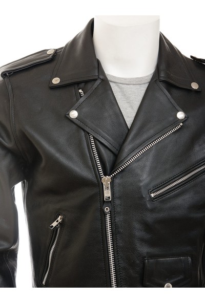 Derimont's Siyah Erkek Deri Biker Ceket Ashcombe Derimont's Siyah Erkek Deri Biker Ceket Ashcombe