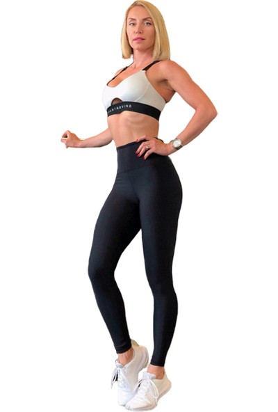 Çekmece Lismina Yüksek Bel Düz Renk Parlak Tayt