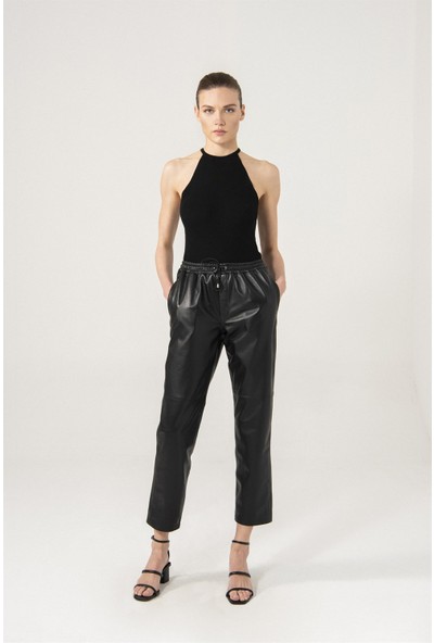 Black Noble Sienna Siyah Bel Lastikli Pantolon