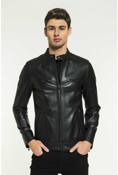 Black Noble Rick Erkek Spor Siyah Deri Ceket