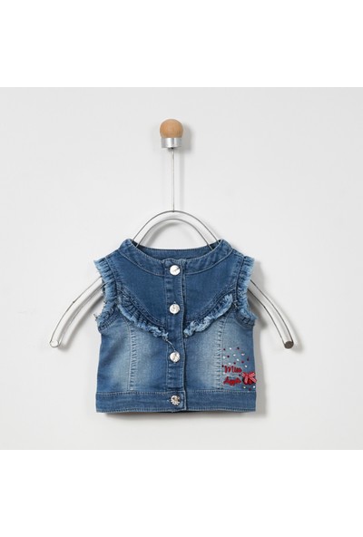 Panço Kız Bebek Denim Yelek 19184090100 Panço Kız Bebek Denim Yelek 19184090100