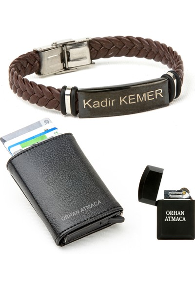 Fotomcity Kişiye Özel Isimli Bileklik Çakmak ve Mekanizmalı Cüzdan