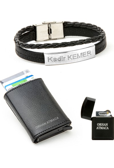 Fotomcity Kişiye Özel Isimli Bileklik Çakmak ve Mekanizmalı Cüzdan