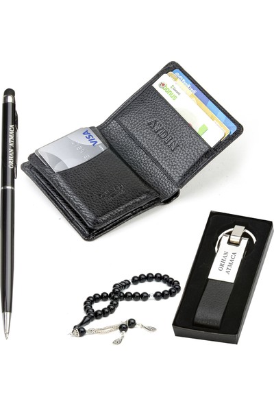 Fotomcity Isme Özel Siyah Gerçek Deri Cüzdan Kalem ve Anahtarlık Set Fotomcity Isme Özel Siyah Gerçek Deri Cüzdan Kalem ve Anahtarlık Set