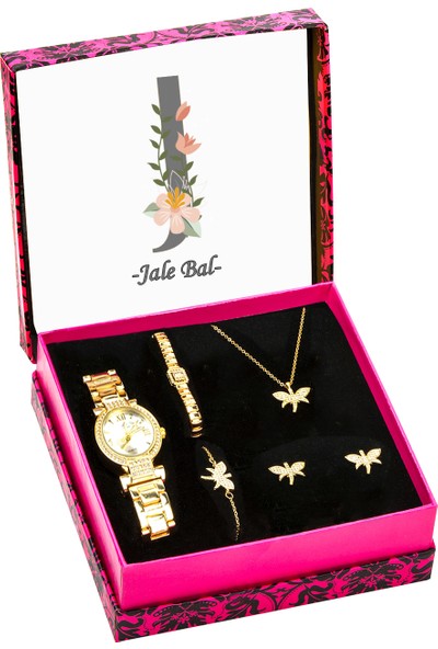 Fotomcity J Harfi Bayan Set Yusufcuk Kolye Küpe Bileklik Saat