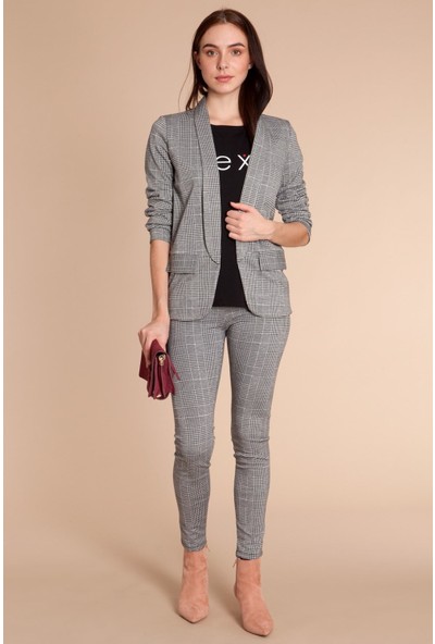 Bexy Kareli Gri Pantolon