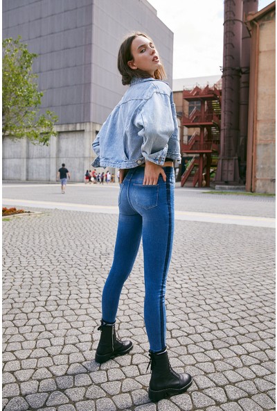 Penti Lacivert Total Shaper Striped Jeggings Tayt