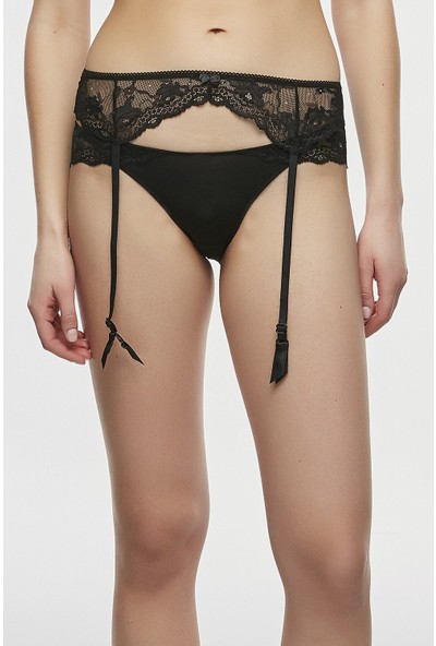 Penti Siyah Wow Lace Jartiyer
