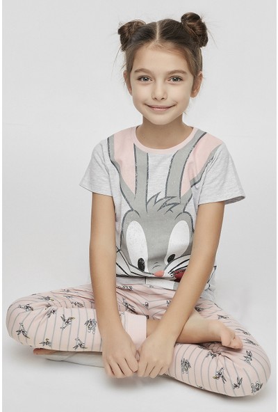 Penti Çok Renkli Kız Likralı Bugs Bunny 2'li Pijama Takımı