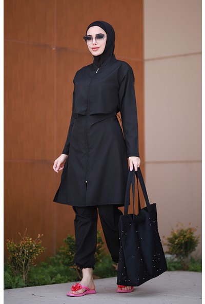 Remsa Mayo Önü Kapaklı Paraşüt Tam Kapalı Tesettür Mayo Nuray