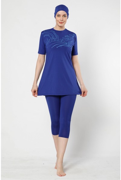 Akbeniz Yarım Kapalı Taytlı Likralı Kısa Kol Tesettür Mayo 28025