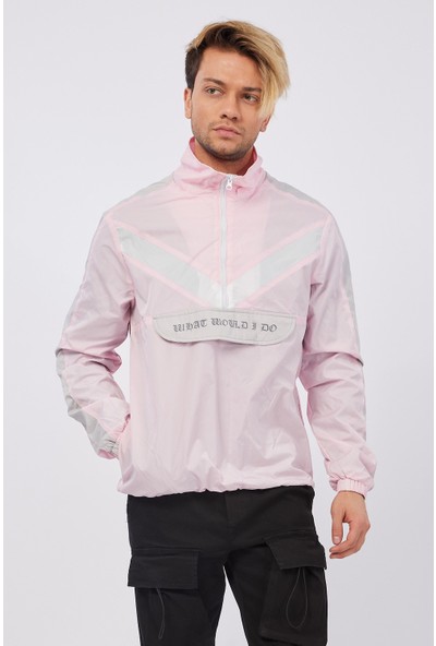 Denim Republic Erkek Pembe Yandan Cepli Yağmurluk