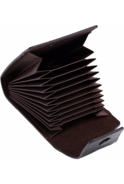 Kemer Dünyası Erkek & Kadın 11 Bölmeli Deri Kredi Kartlık Cüzdan Siyah