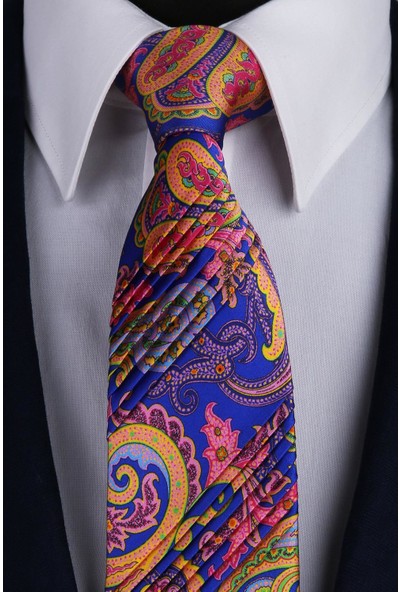Kravatkolik Renkli Şal Desen Piliseli İpek Kravat EST114 Kravatkolik Renkli Şal Desen Piliseli İpek Kravat EST114