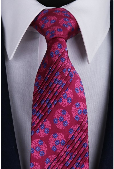 Kravatkolik Fuşya Motif Desen Piliseli İpek Kravat EST93 Kravatkolik Fuşya Motif Desen Piliseli İpek Kravat EST93