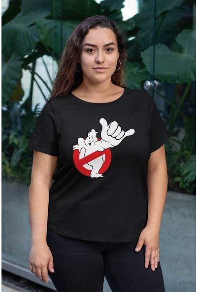 Angemiel Wear Ghostbusters Kadın Pamuklu Büyük Beden T-Shirt Angemiel Wear Ghostbusters Kadın Pamuklu Büyük Beden T-Shirt