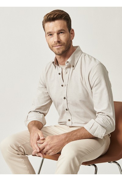 Altınyıldız Classics Düğmeli Yaka Tailored Slim Fit Oxford Gömlek