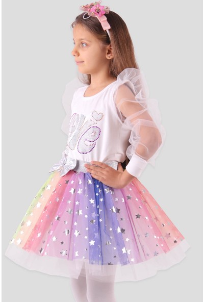 Breeze Kız Çocuk Tütü Etek Yıldızlı Gri (6-12 Yaş)