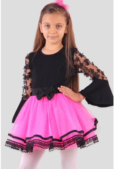 Breeze Kız Çocuk Tütü Etek Fiyonklu Neon Pembe (6-12 Yaş)