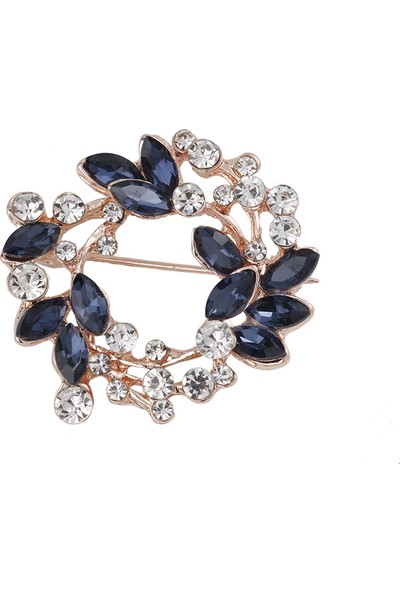 Lavisera Lacivert Beyaz Taşlı Broş