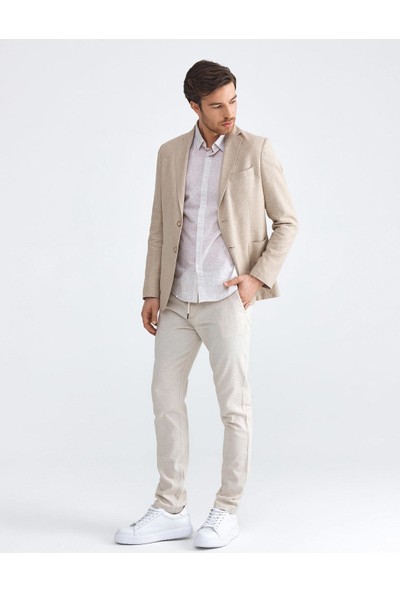 Xint Keten İki Düğmeli Slim Fit Ceket