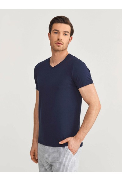 Xint V Yaka Modal Slim Fit Basic T-Shirt Xint V Yaka Modal Slim Fit Basic T-Shirt