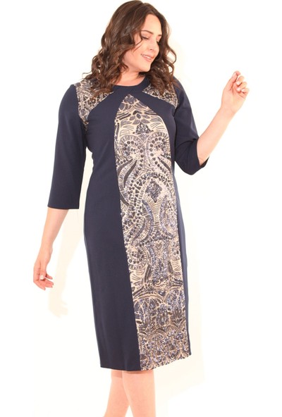 Ladies First Büyük Beden 3029 Lacivert Kısa Abiye Elbise