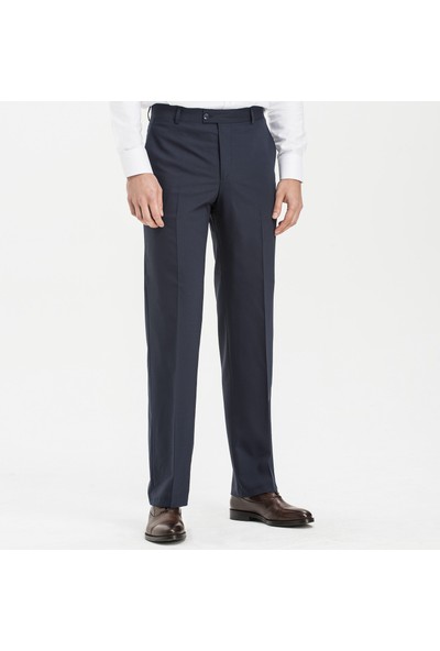 Hateko Klasik Kesim Koyu Mavi Mat Yün Kumaş Pantolon Hateko Klasik Kesim Koyu Mavi Mat Yün Kumaş Pantolon