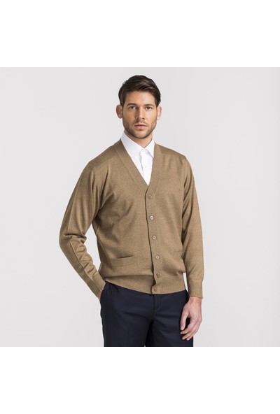 Hateko Açık Kahve Klasik Kesim Yünlü Hırka Hateko Açık Kahve Klasik Kesim Yünlü Hırka