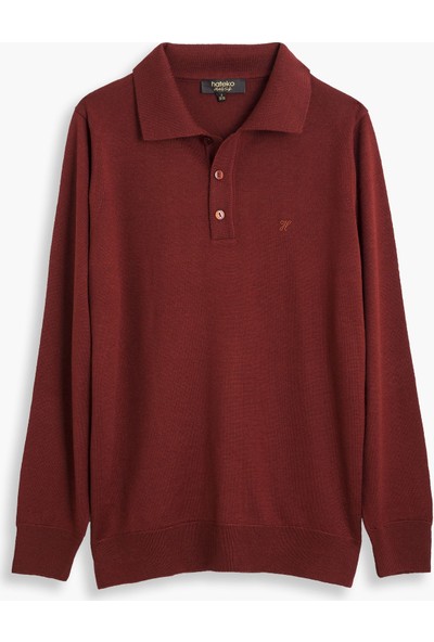 Hateko Kiremit Klasik Kesim Yünlü Polo Yaka Triko Hateko Kiremit Klasik Kesim Yünlü Polo Yaka Triko