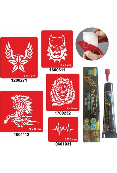 One Spray Tattoo One Spray Tattoo Vahşi Hayvan Desenleri Hint Kınası ile Geçici Dövme Yapma Seti One Spray Tattoo One Spray Tattoo Vahşi Hayvan Desenleri Hint Kınası ile Geçici Dövme Yapma Seti