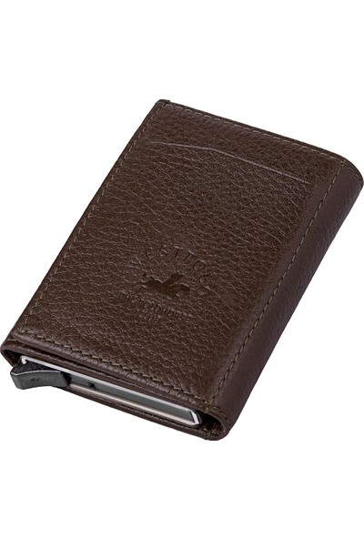 West Polo Mekanizmalı Kartlık Hakiki Deri Kahverengi 5550