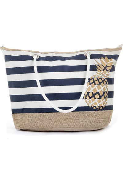 Kadın Plaj Çantası Lacivert (Fermuarlı)
