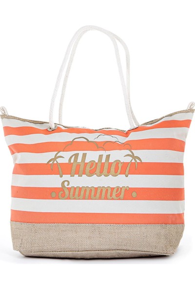 Kadın Plaj Çantası Turuncu (Fermuarsız)