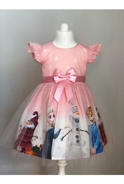 Pumpido Pembe Renk Elsa Karakterli Kız Çocuk Elbisesi Pumpido Pembe Renk Elsa Karakterli Kız Çocuk Elbisesi