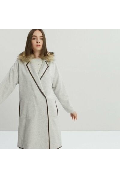 Yargıcı Kürk Yakalı Deri Biyeli Palto