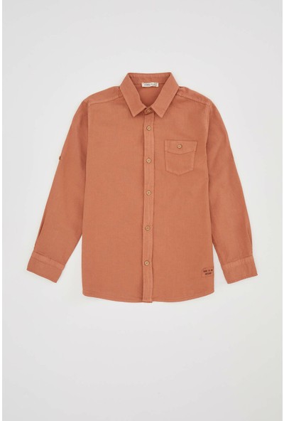 Defacto Erkek Çocuk Tek Cepli Kolu Katlamalı Pamuklu Gömlek M4546A620SP