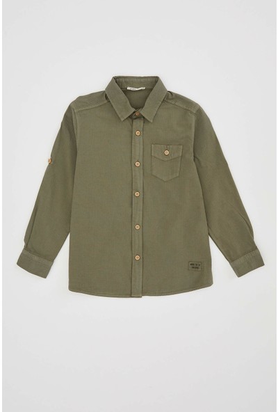 Defacto Erkek Çocuk Tek Cepli Kolu Katlamalı Pamuklu Gömlek M4546A620SP