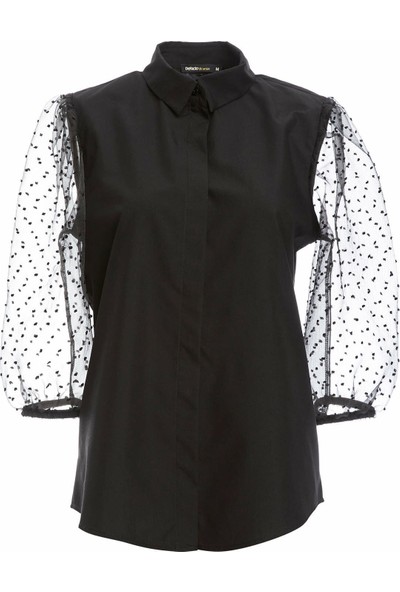 Defacto Tül Detaylı Yarım Balon Kollu Poplin Gömlek R1594AZ20SP