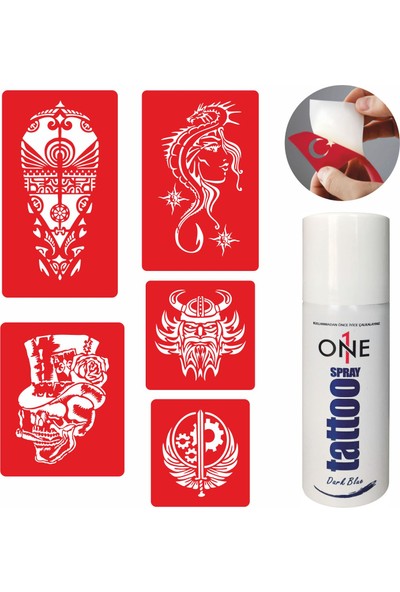 One Spray Tattoo Maori Modelleri Dark Tattoo Sprey ve 5 Adet Geçici Dövme Deseni Seti One Spray Tattoo Maori Modelleri Dark Tattoo Sprey ve 5 Adet Geçici Dövme Deseni Seti