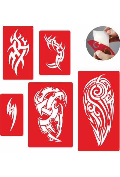 One Spray Tattoo Tribal Modeller 5 Adet Geçici Dövme ve Kına Deseni Spreysiz One Spray Tattoo Tribal Modeller 5 Adet Geçici Dövme ve Kına Deseni Spreysiz