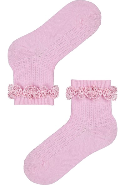 Penti Pembe Kız Çocuk Dantel Soket Çorap