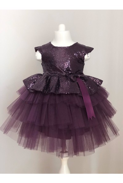 Mixie Baby Pul Payetli Tütü Etekli Mürdüm Kız Çocuk Elbisesi Mixie Baby Pul Payetli Tütü Etekli Mürdüm Kız Çocuk Elbisesi