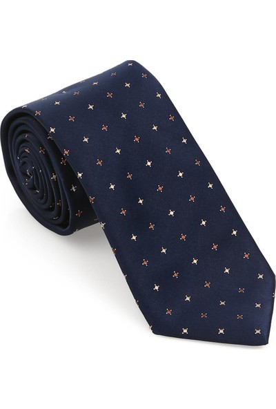 Brianze Kahverengi Desenli Lacivert Mendilli Kravat- Mkau-1