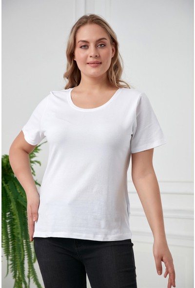 Rmg Bisiklet Yaka Büyük Beden Beyaz T-Shirt