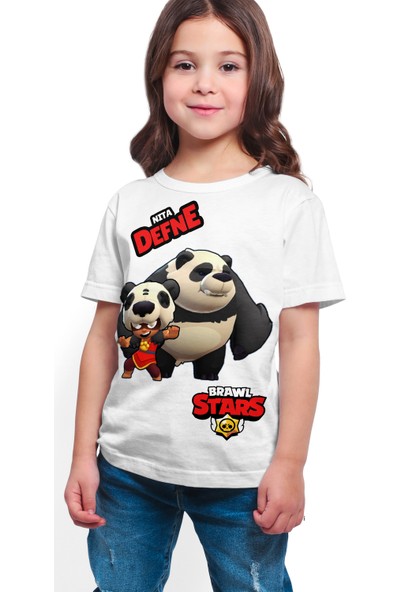 Brawl Stars - Nita - Dijital Baskılı Beyaz Kişiye Özel T-Shirt K-04