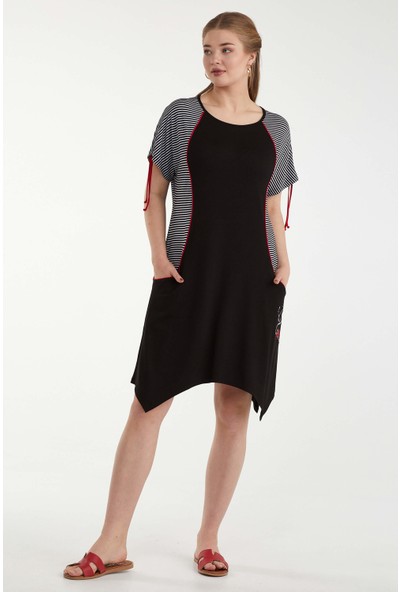 Sementa Büyük Beden Kadın Marine Elbise