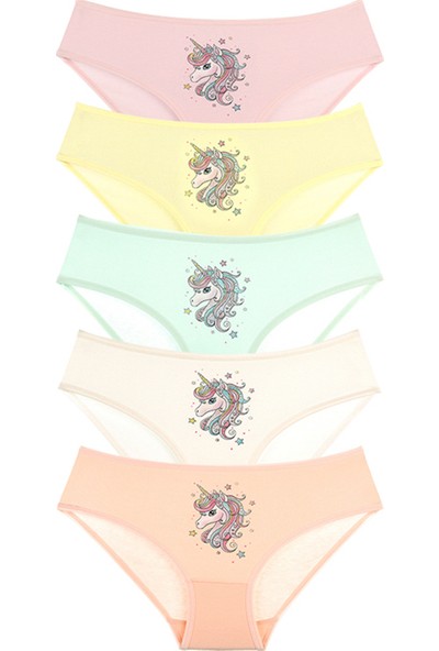 Donella Unicorn Baskılı 5'li Kız Çocuk Külot - 4171PU-5LI