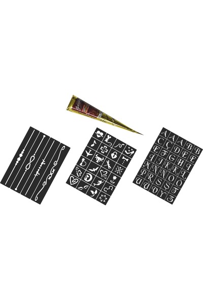 Henna Dibace Kına Kalıbı 3'lü Dövme Şablonu - Golecha Hint Kınası Henna Dibace Kına Kalıbı 3'lü Dövme Şablonu - Golecha Hint Kınası