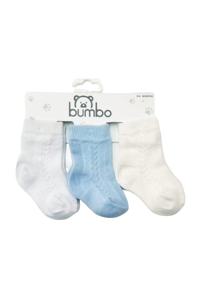 Baby By Bumbo Erkek Jakarlı 3'lü Bebek Çorap